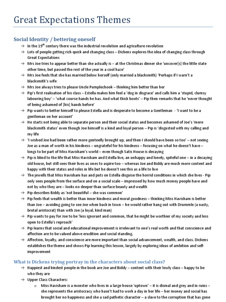 Great Expectations Themes | PDF | Great Expectations | Estella (Great ...