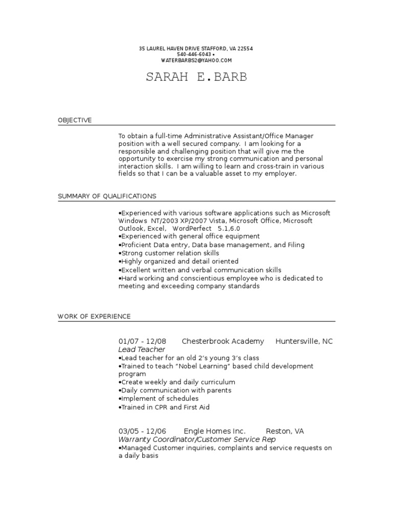 Sarah Resume | PDF | Microsoft | Windows Vista