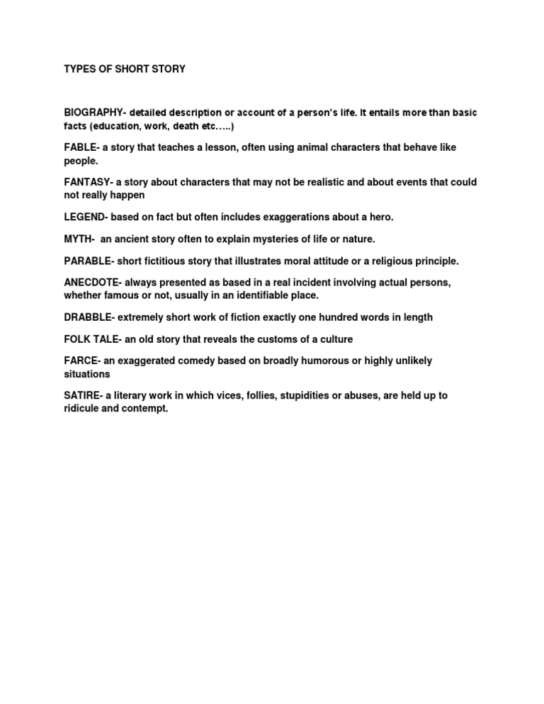 Types of Short Story | PDF
