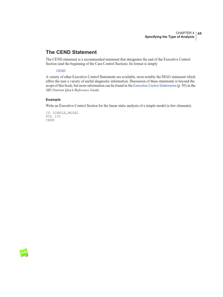 The CEND Statement: MD Nastran Quick Reference Guide | PDF | Stall ...