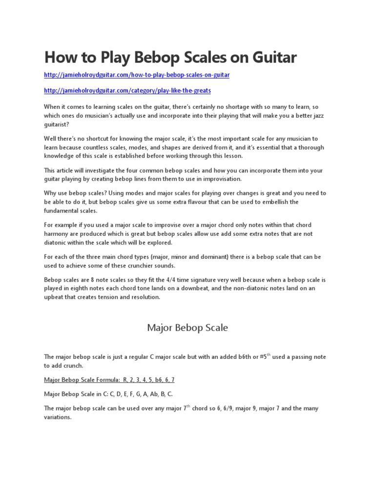 How To Play Bebop Scales On Guitar | Download Free PDF | Scale (Music ...