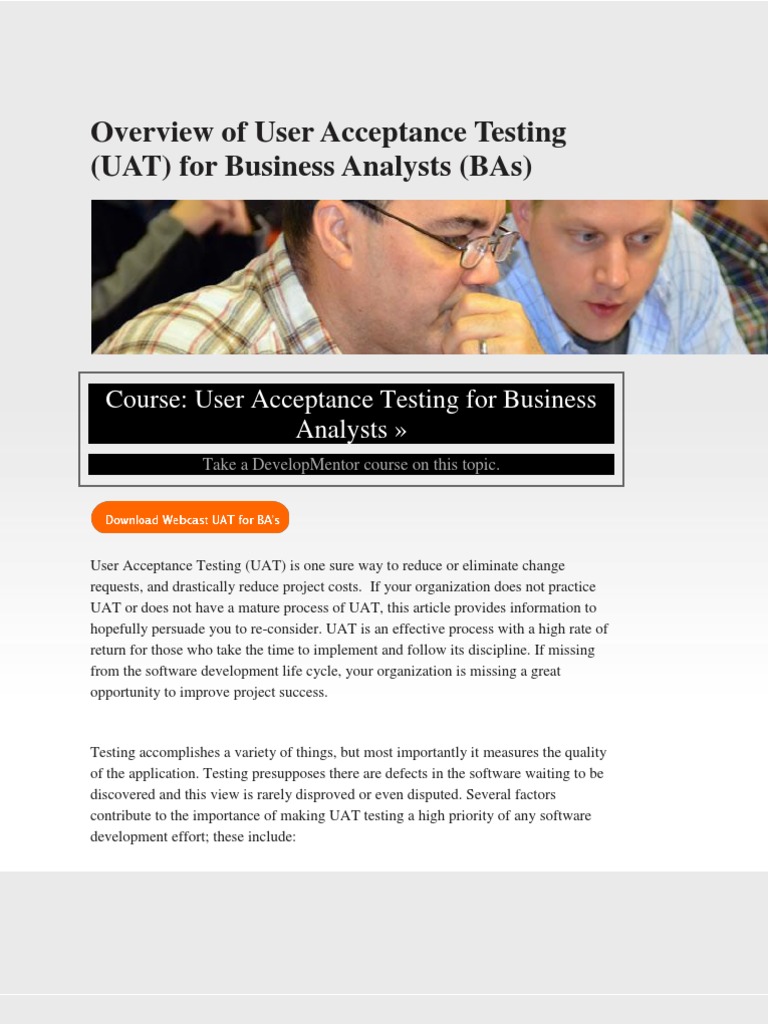 Overview of User Acceptance Testing (UAT) For Business Analysts (BAs ...