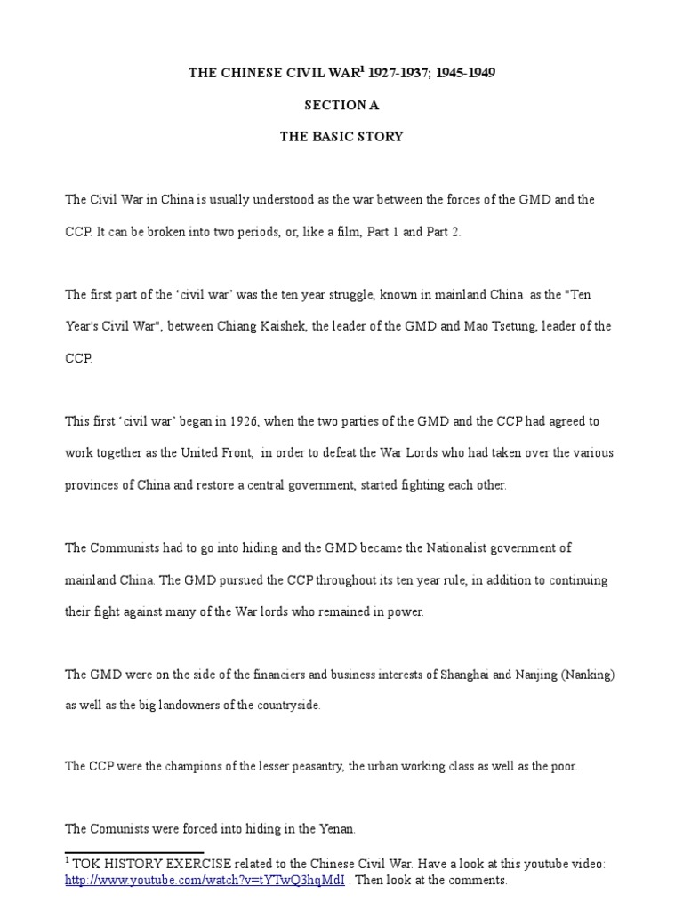 The Chinese Civil War Notes and Essay | PDF | Kuomintang | Chiang Kai Shek