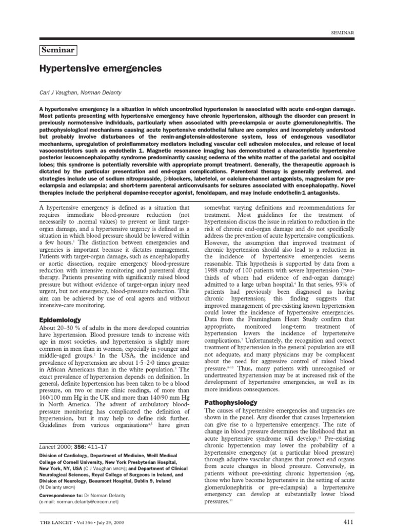 HTN Emergencies | PDF | Wellness