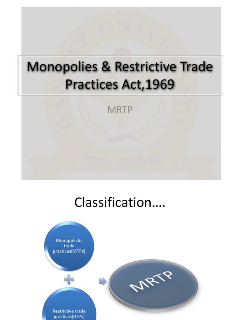 Monopolies & Restrictive Trade Practices Act, 1969 | PDF | Cartel ...