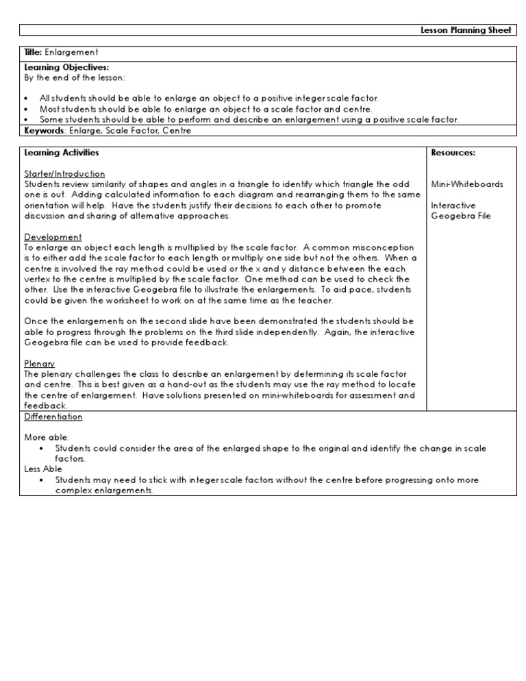 Geogebra Lesson on Enlargement | PDF | Art