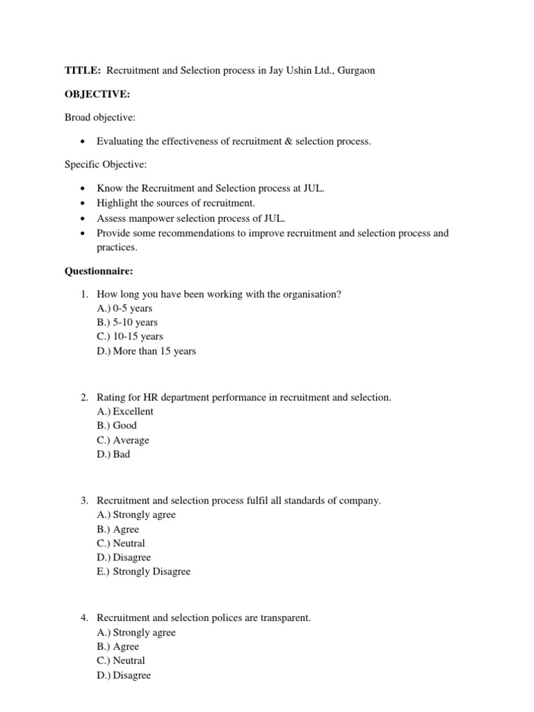 Recruitment Process Analysis at Jay Ushin | PDF