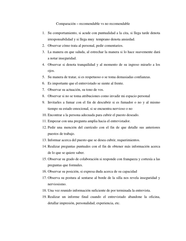 Comparacion Recomendable | PDF