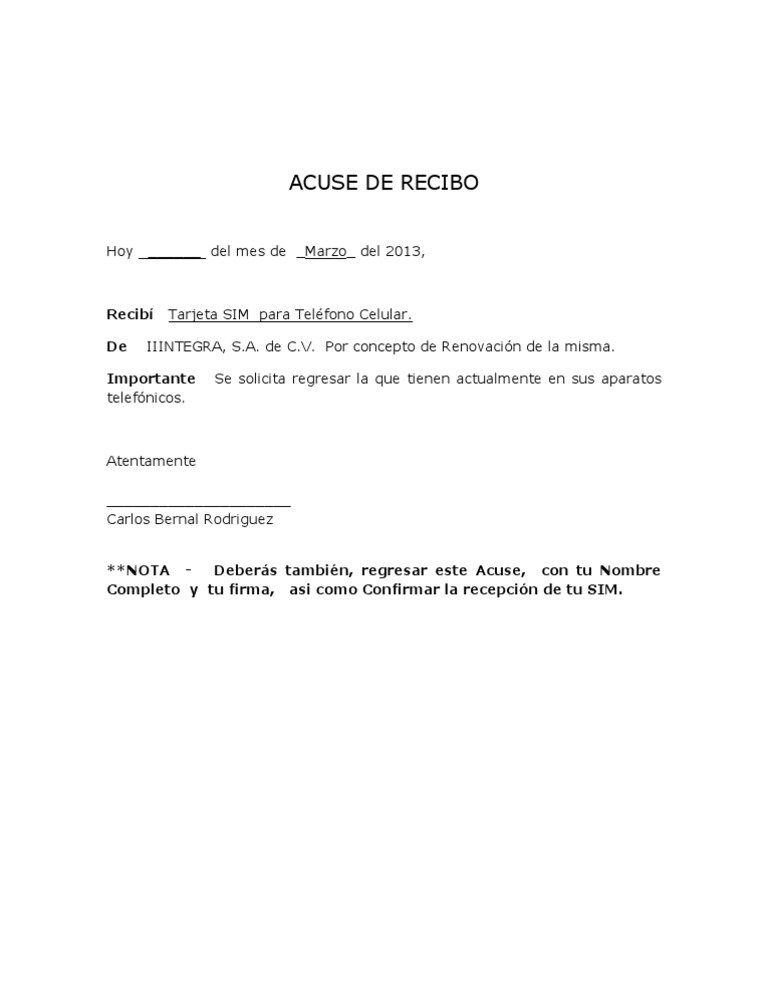 Acuse de Recibo | PDF