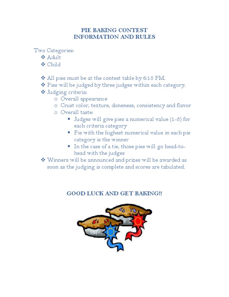 Pie Baking Contest Rules And Details Pdf Foods Cuisine