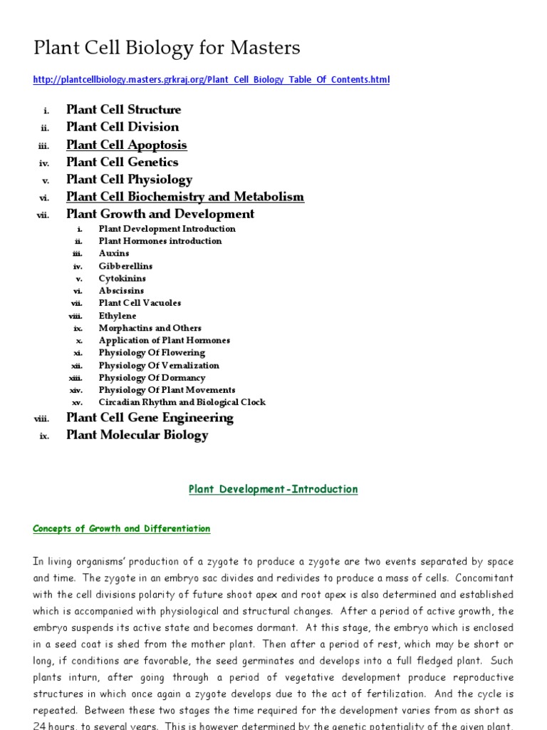 A Comprehensive Overview of Plant Cell Biology Topics for Masters Level ...