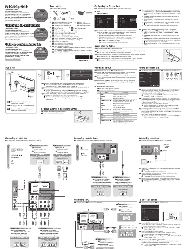 Samsung B630 Quick Guide | PDF | Hdmi | Fijar la caja de encima