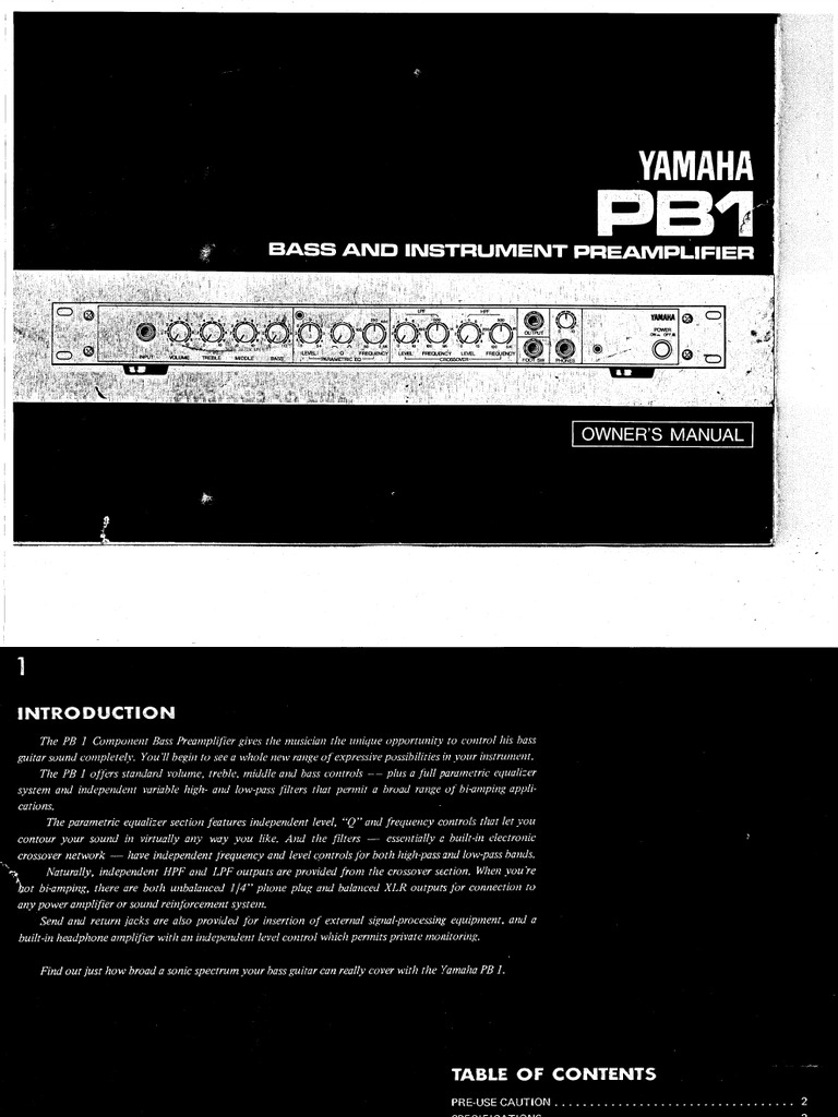 Yamaha PB1 Manual | PDF