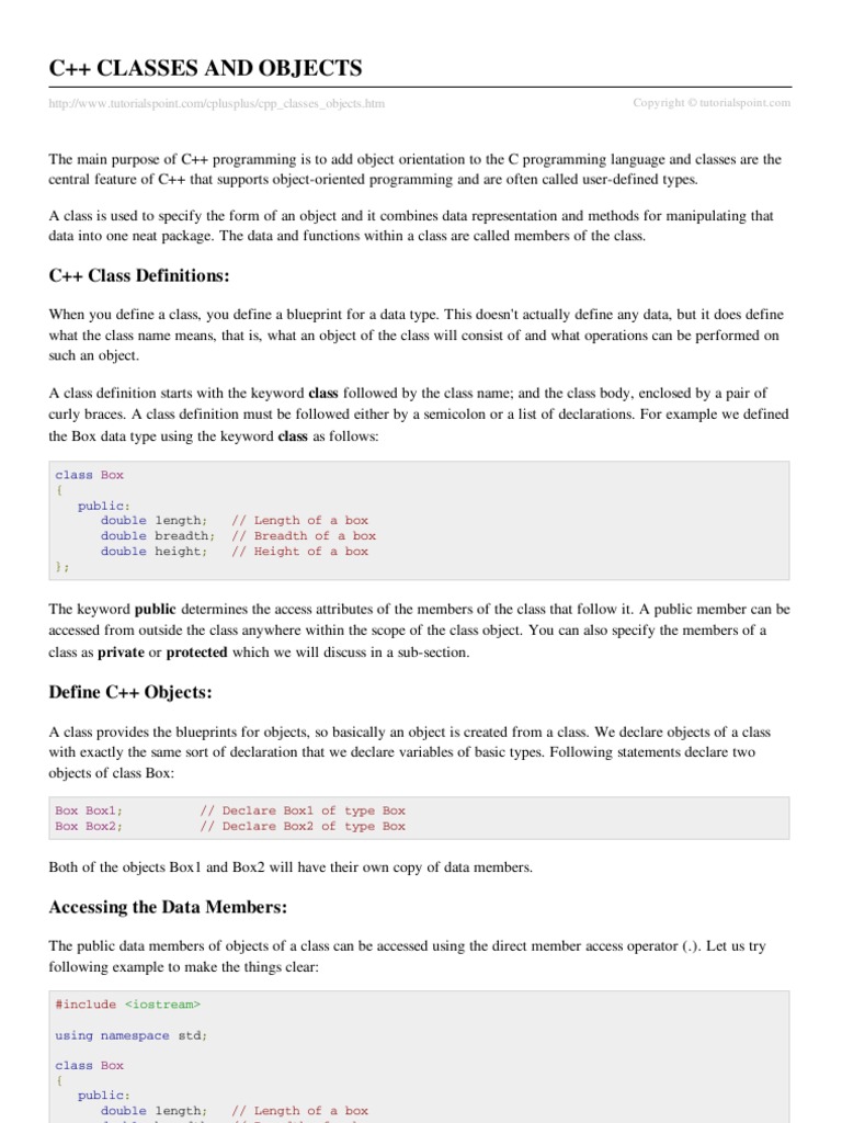 Cpp Classes Objects Class Computer Programming C 6139