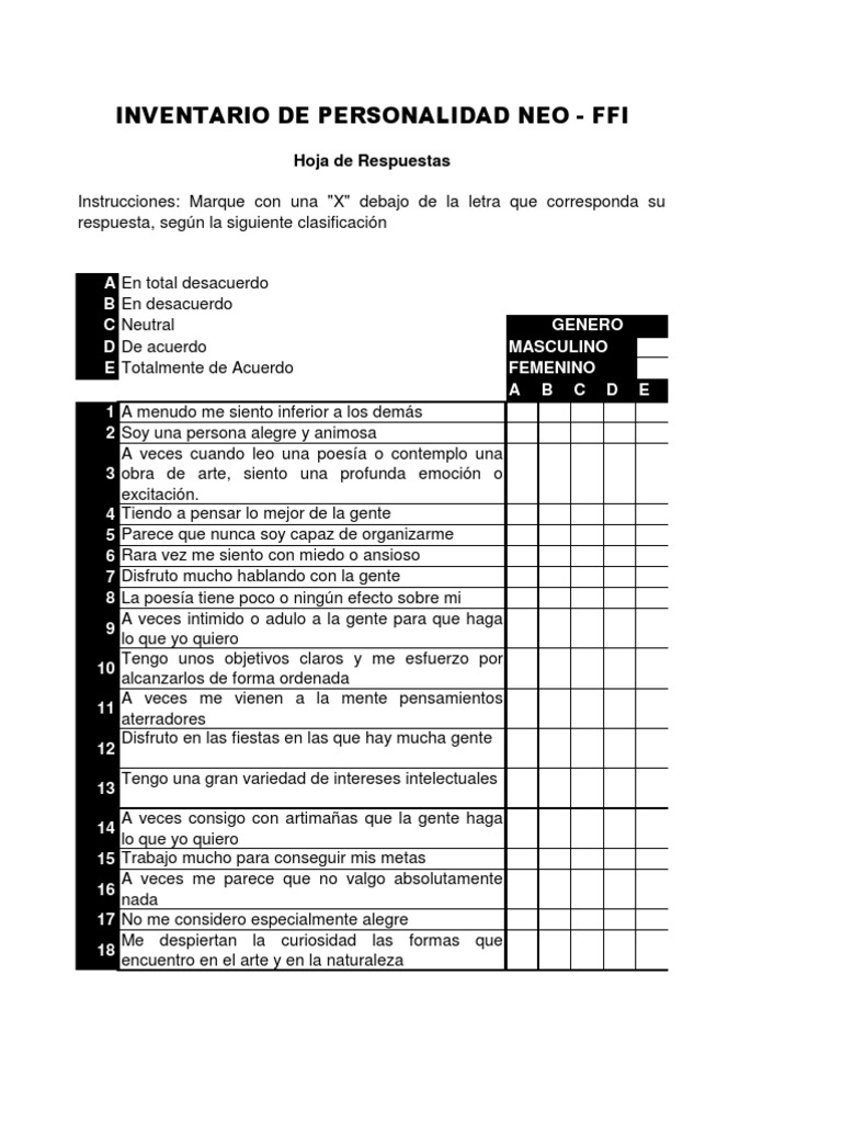 Neo Ffi | PDF | Conceptos psicologicos | Science