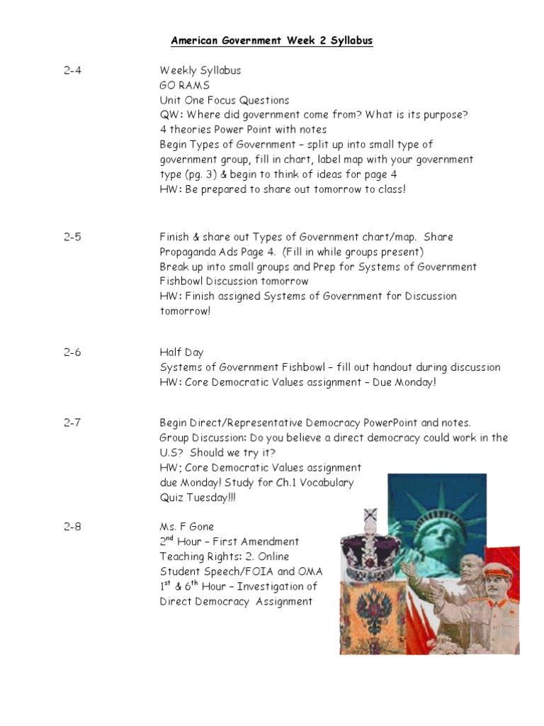 Week 2 American Government Syllabus | PDF | Politics
