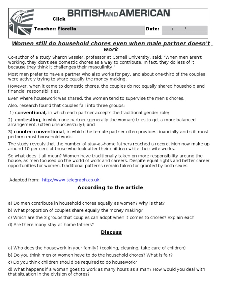 Traditional Gender Roles in Household Chores: Women Still Take on Most ...