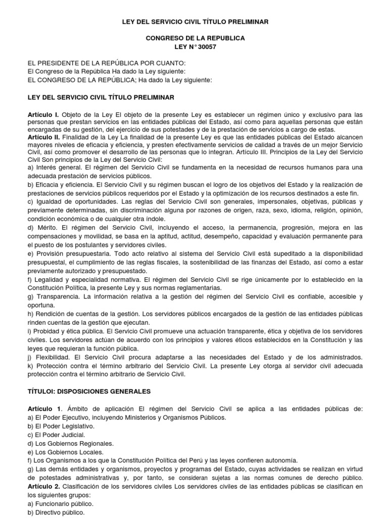 Ley Servir para Imprimir | PDF | Derecho laboral | Recursos humanos