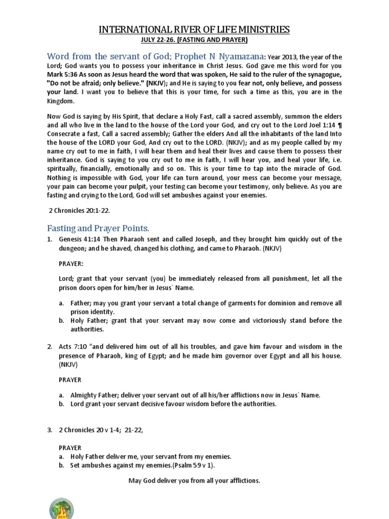July 22-26 Fasting and Prayer Guide | PDF | Fasting | God