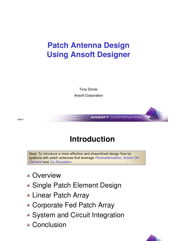 1-1 Patch Antenna Design Using Ansoft Designer | PDF | Electrical ...