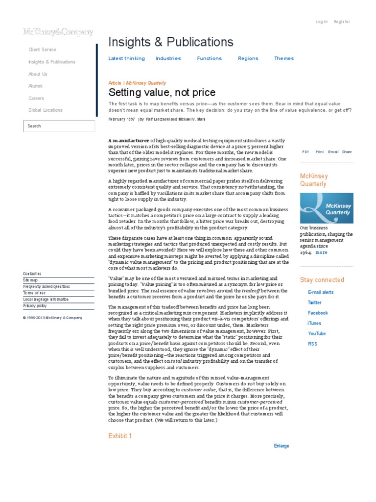 Setting Value, Not Price - McKinsey & Company | PDF | Demand | Prices