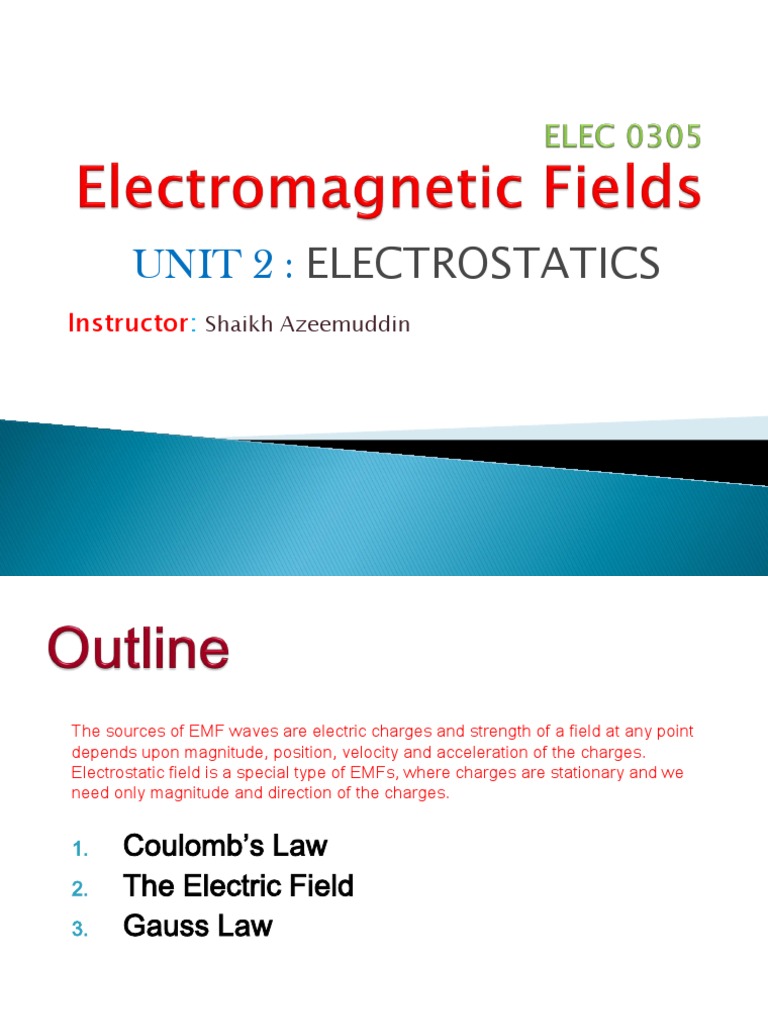 Unit 2 Electrostatics-1 1 | PDF | Electric Field | Force