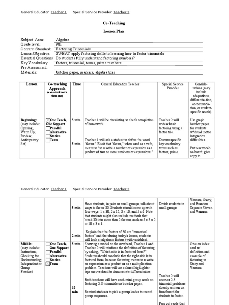 Factoring | Download Free PDF | Lesson Plan | Factorization