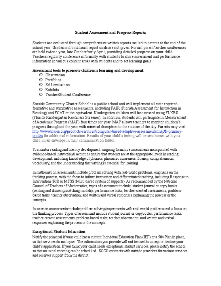 Student Assessment and Progress Reports | PDF | Educational Assessment ...
