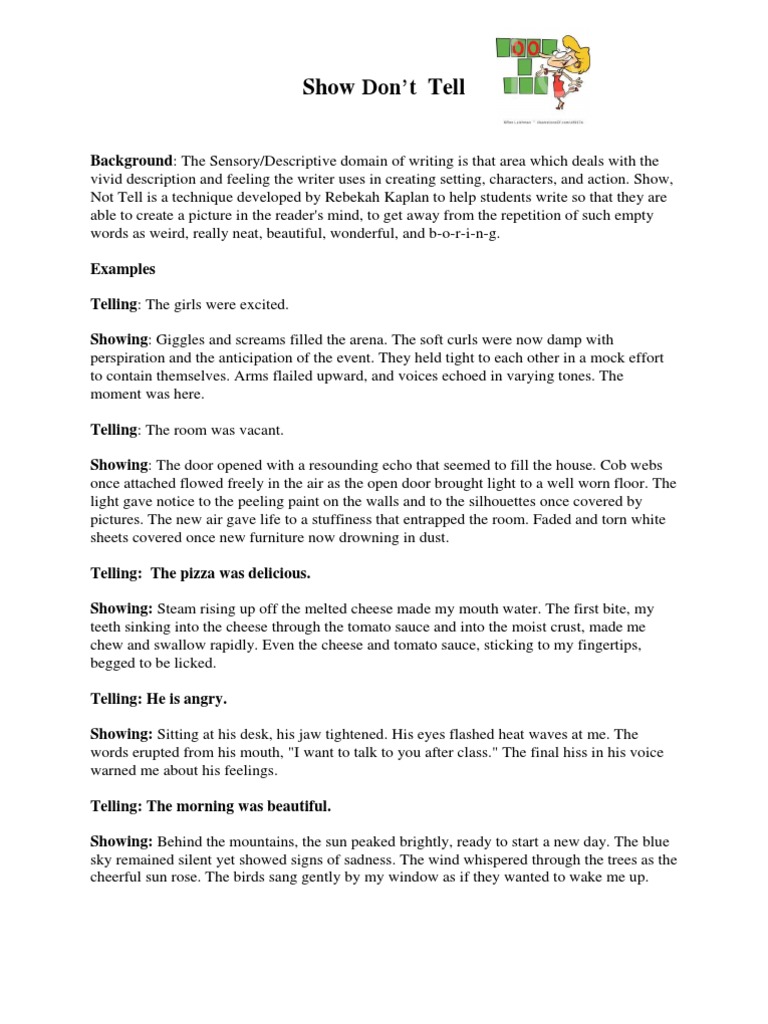 Show Not Tell Worksheet | PDF | Art