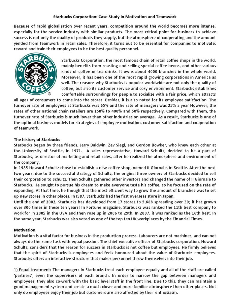 Teamwork Case Study - Starbucks | PDF | Starbucks | Employment