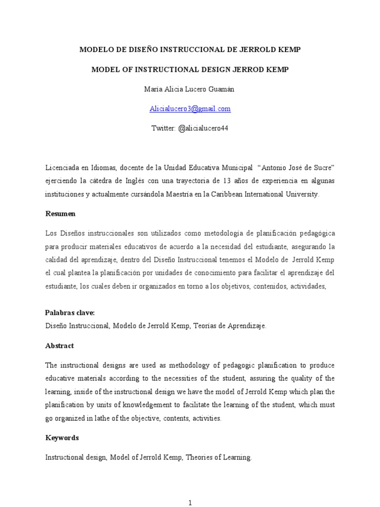 Modelo Jerrold Kemp | PDF | Diseño instruccional | Evaluación