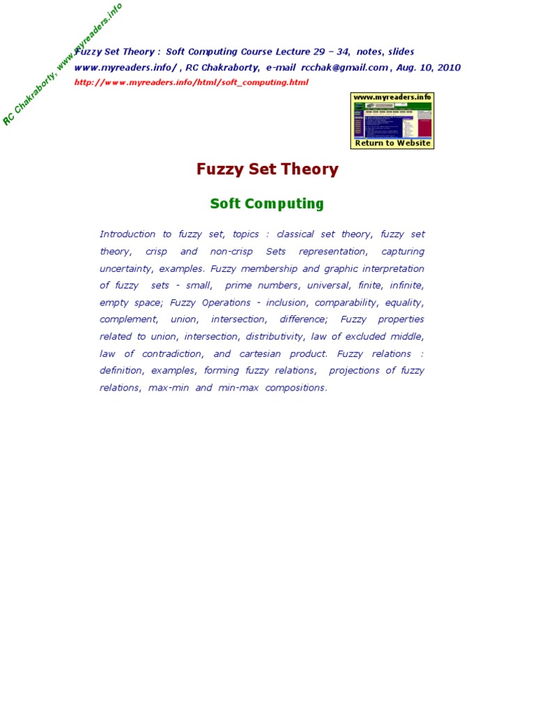 Fuzzy Set Theory | PDF | Fuzzy Logic | Function (Mathematics)