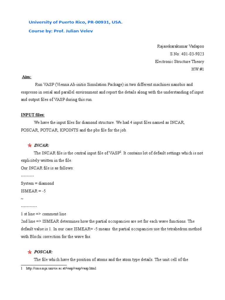 VASP Simulation Guide for Students | PDF | Crystal Structure | Message ...