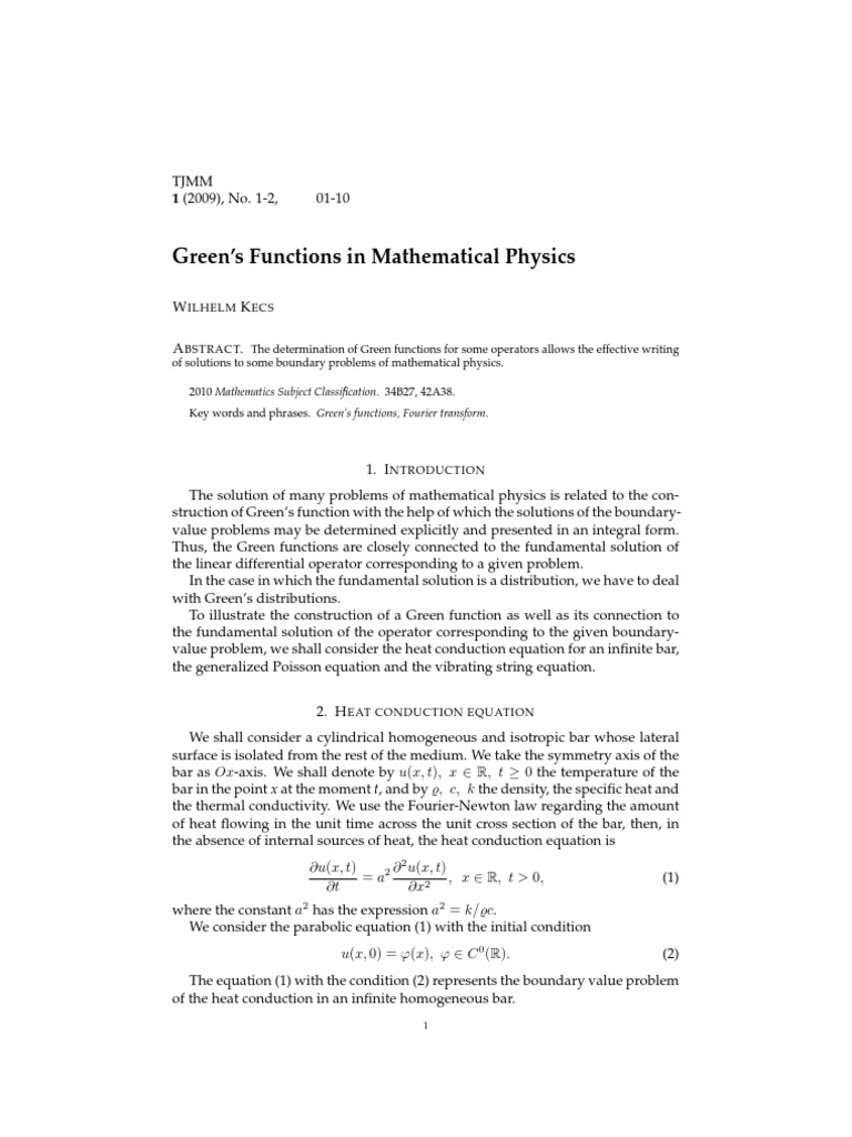 Green's Functions in Mathematical Physics | Download Free PDF | Green's ...