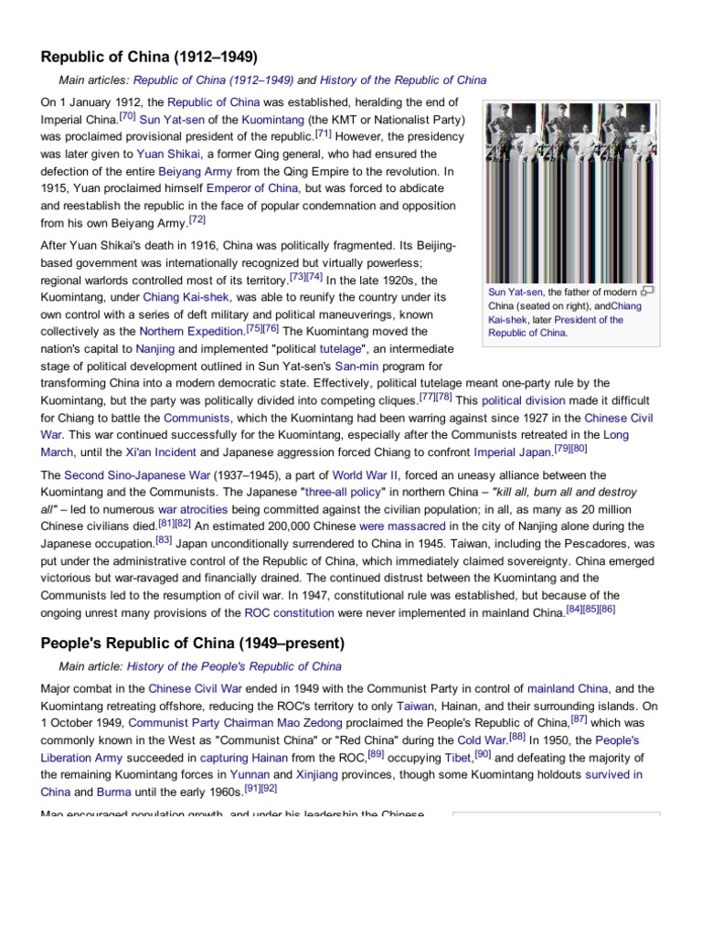 Republic of China (1912-1949) History of The Republic of China | PDF ...