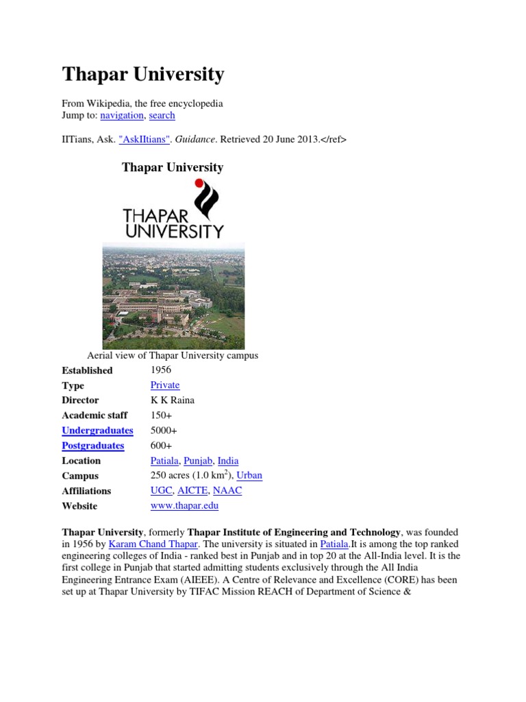 Thapar University | PDF | Engineering | Academia