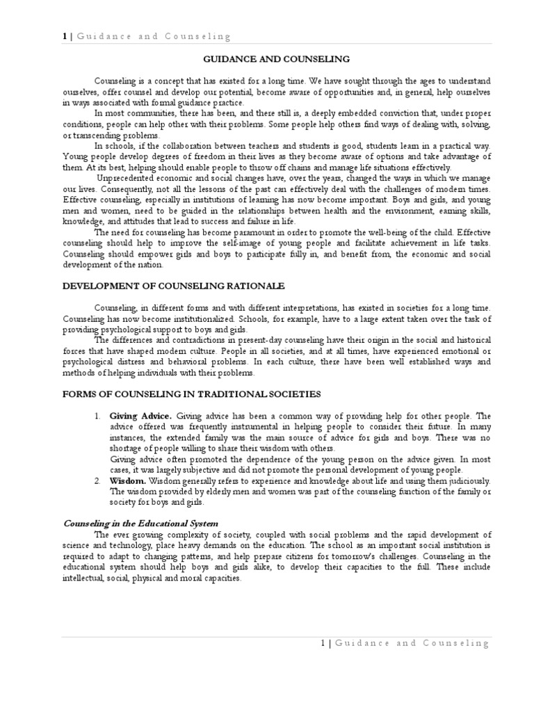 Guidance and Counseling | PDF | Self-Improvement | Wellness