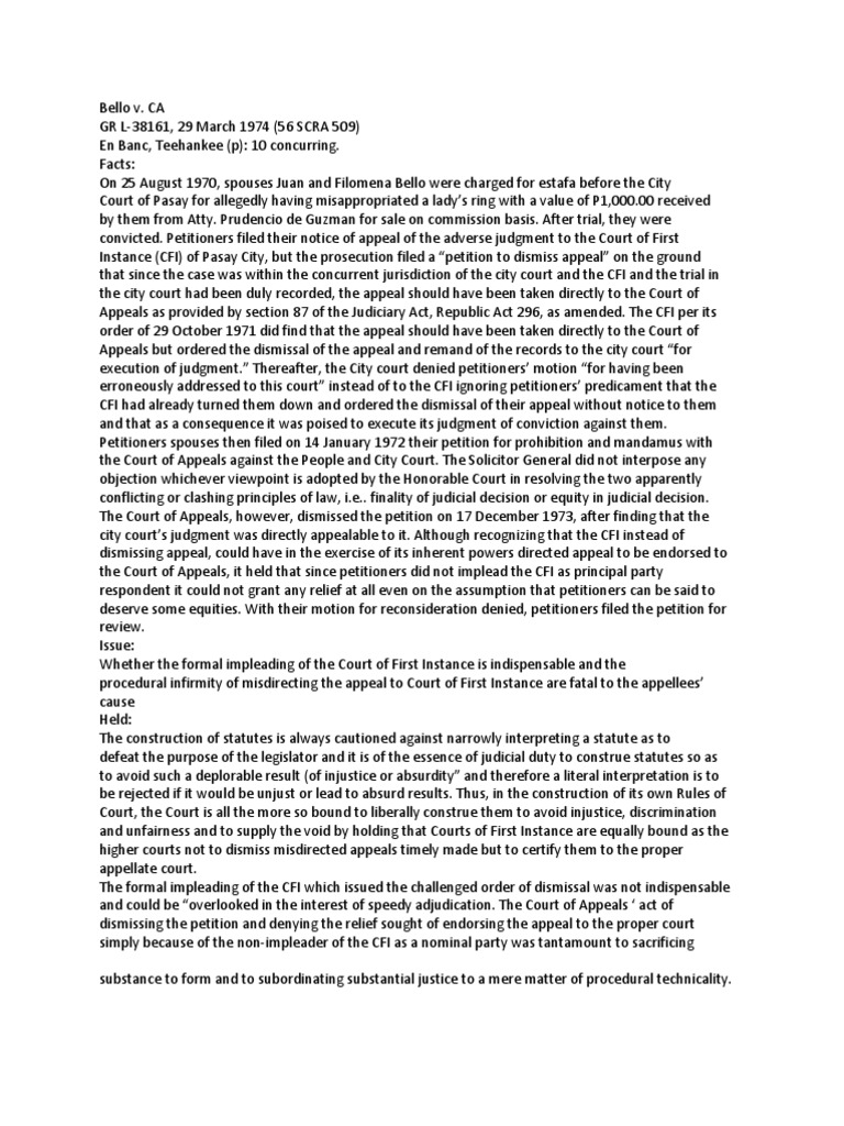 Bello V | PDF | Appeal | Judgment (Law)