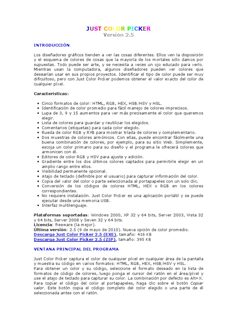 Just Color Picker: Captura de Colores | PDF | Color | Modelo de color Rgb