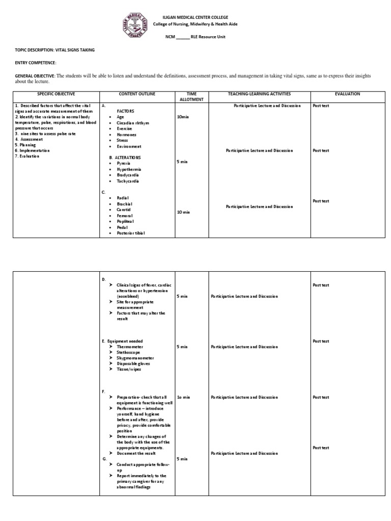Vital Signs Assessment for Nursing Students | PDF | Science & Mathematics