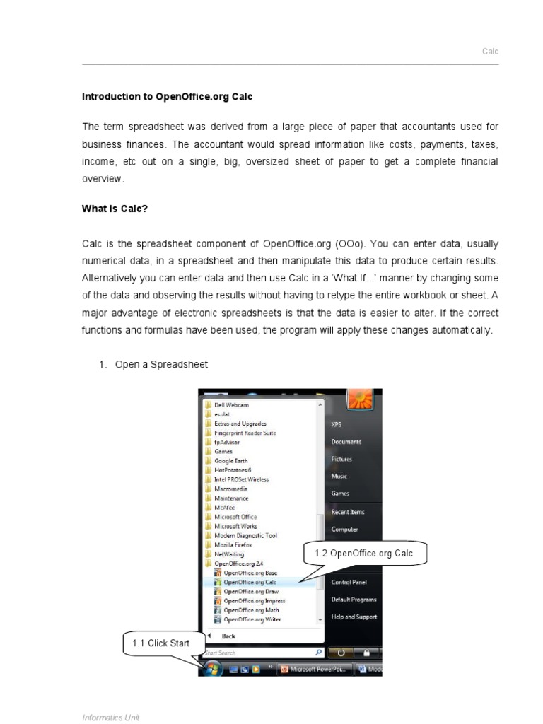 Introduction To Openoffice Calc Download Free Pdf Spreadsheet