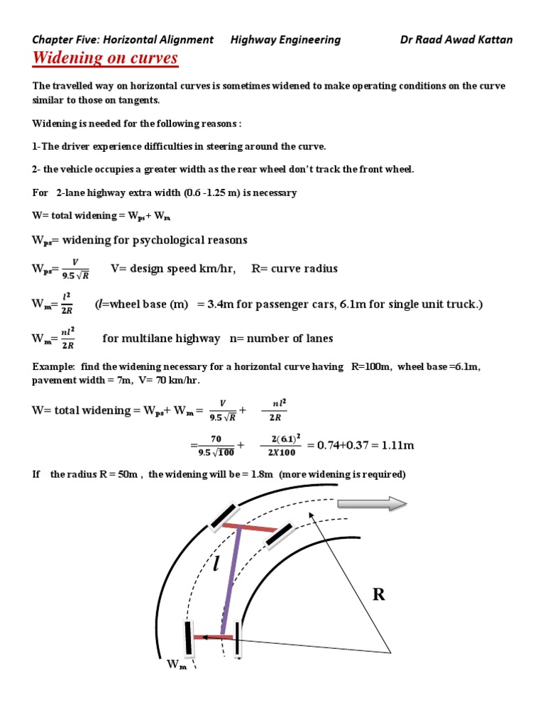 Extra Widening and Superelevation in Curves | PDF | Lane | Civil ...