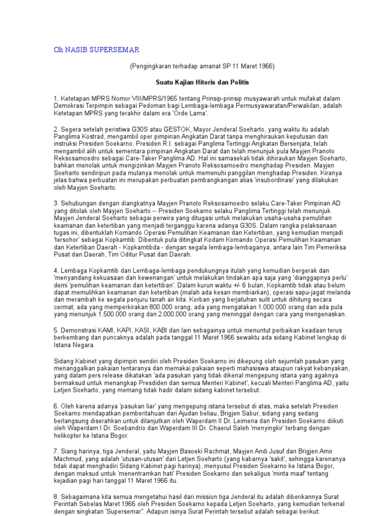 Oh Nasib Supersemar | PDF | Politik