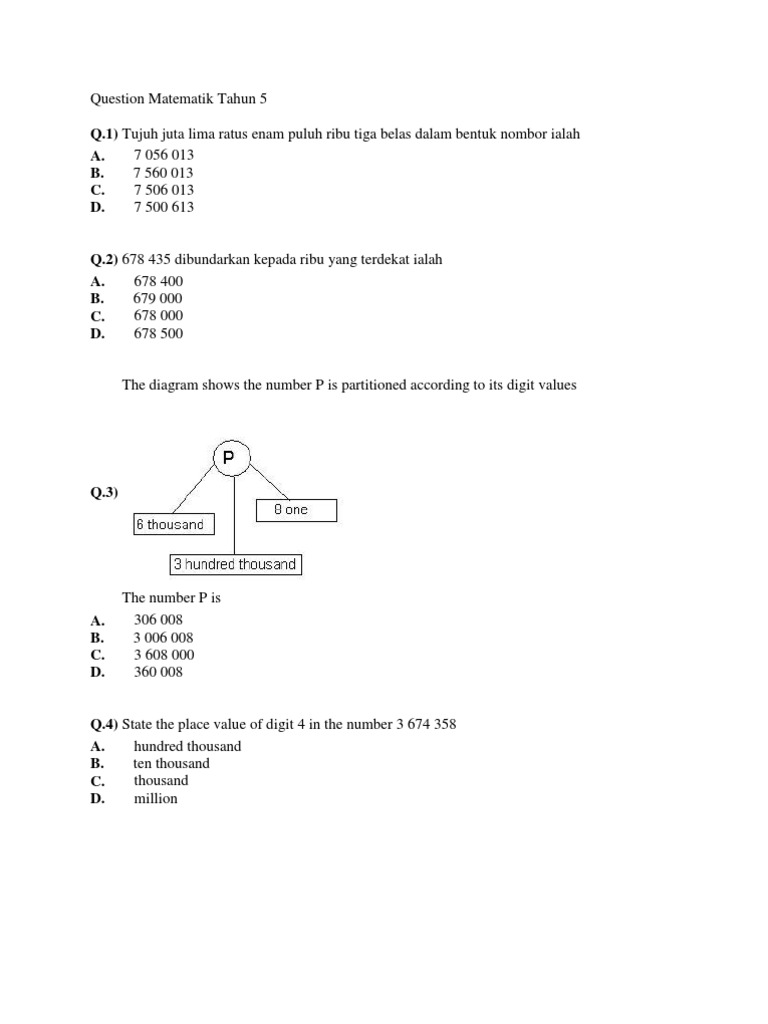 Matematik Tahun 5 K1 | PDF | Mathematical Notation | Teaching Mathematics