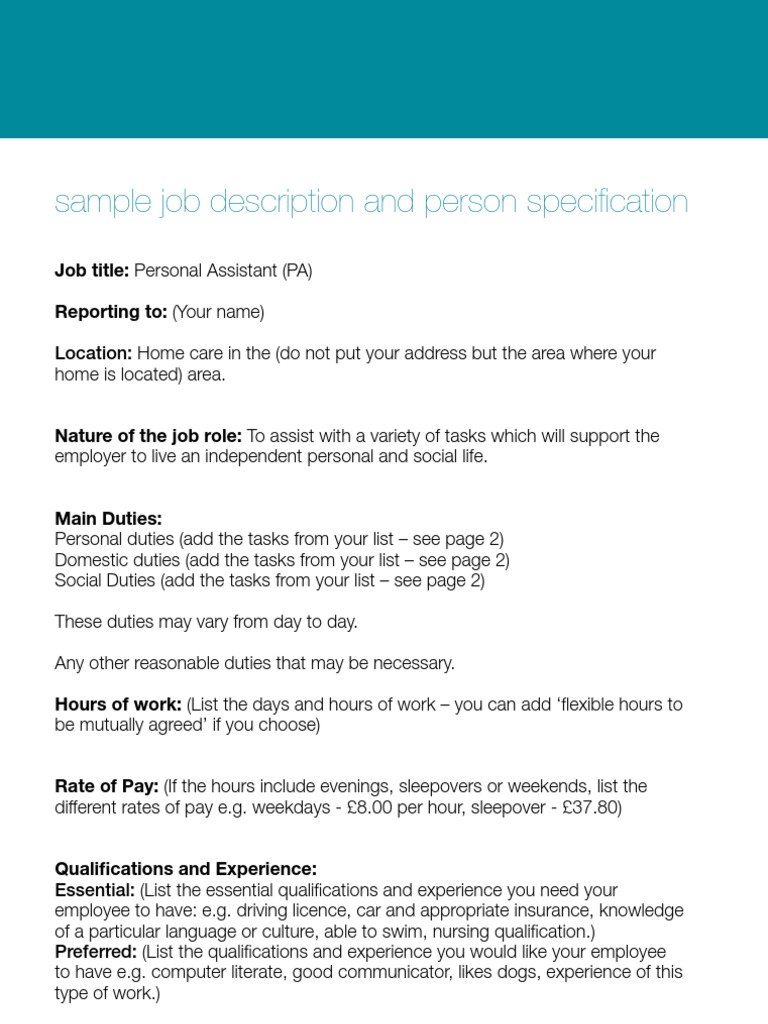 Sample Job Specification & Description | PDF