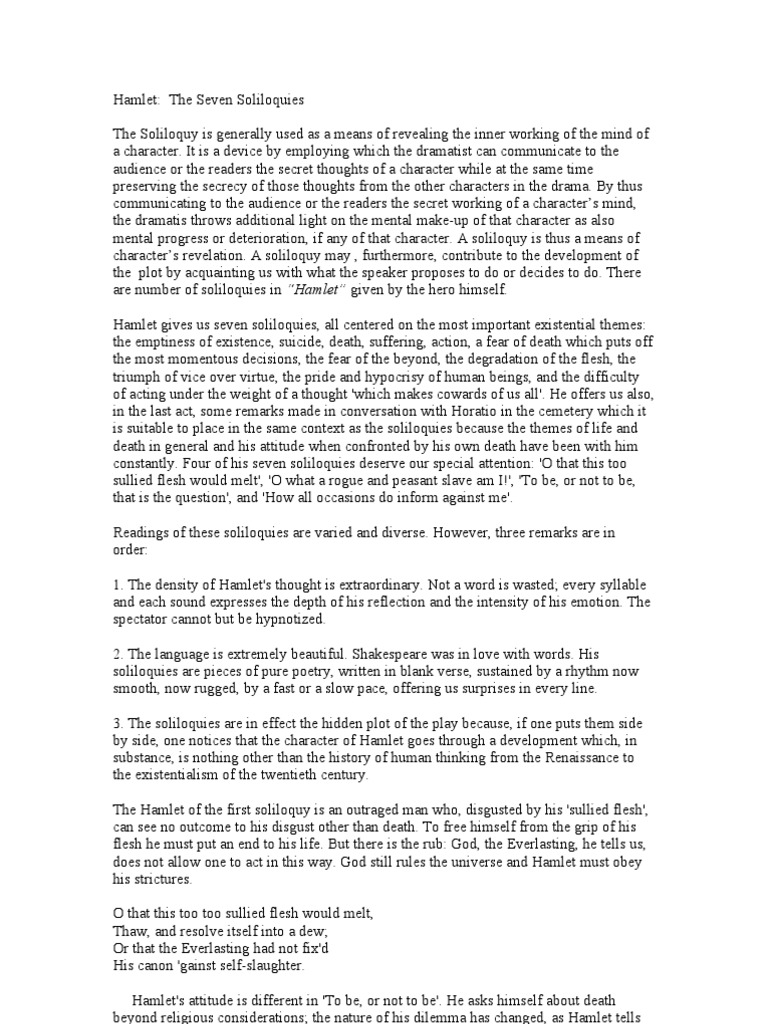 Seven Soliloquies in Hamlet | PDF | Hamlet