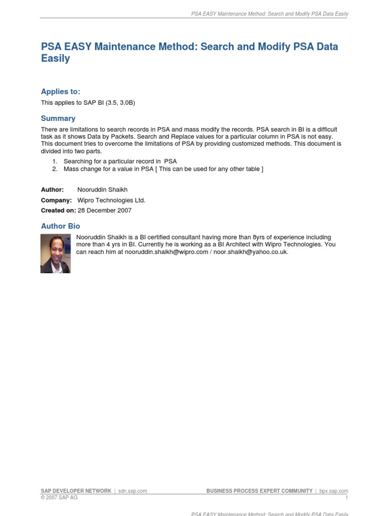 PSA Maintenace in SAP BI | PDF | Computer Programming | Computing