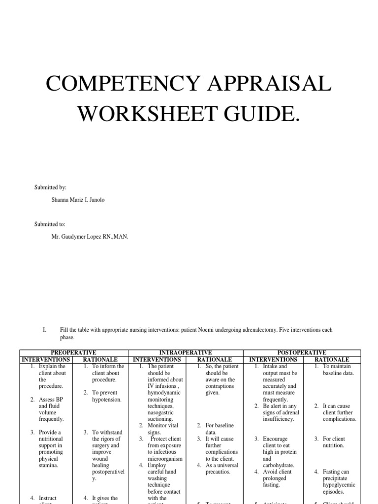 Competency Appraisal Worksheet Guide (Final) | PDF | Balance (Ability ...