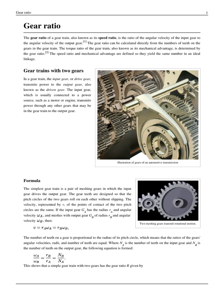 Gear Ratio | PDF | Transmission (Mechanics) | Machines