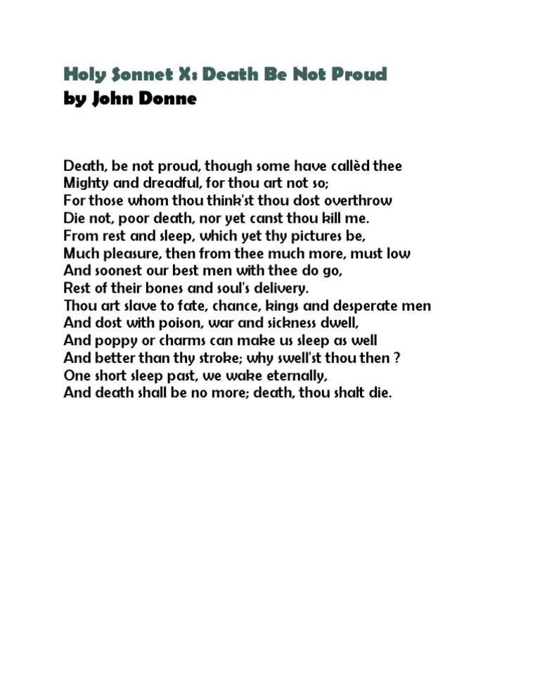 Death Be Not Proud: A Holy Sonnet | PDF